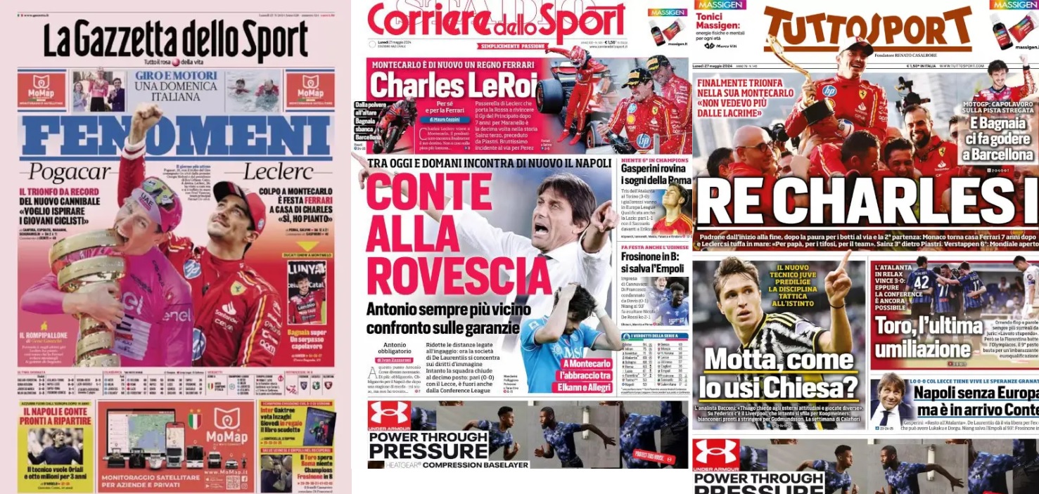 Poniedziałkowe okładki włoskiej prasy sportowej: Frosinone w Serie B ...